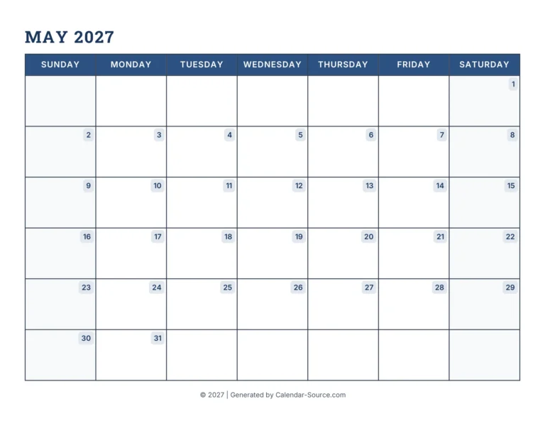 May 2027 Calendar (Printable)